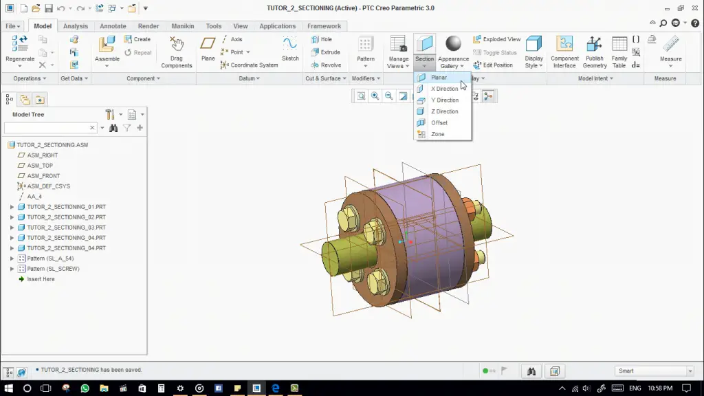 Sections in Creo-Offset, Zone Sections, Full(Unfold), Full(aligned) in ...