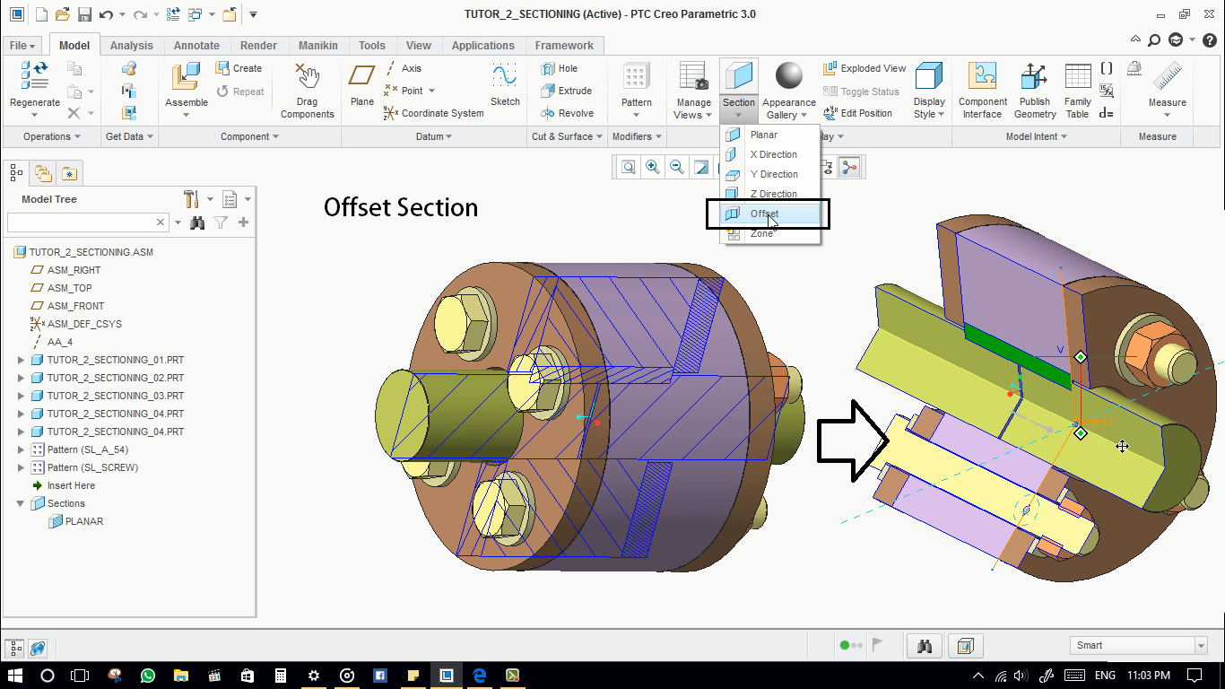 Sections In Creo Offset Zone Sections Full Unfold Full aligned In 