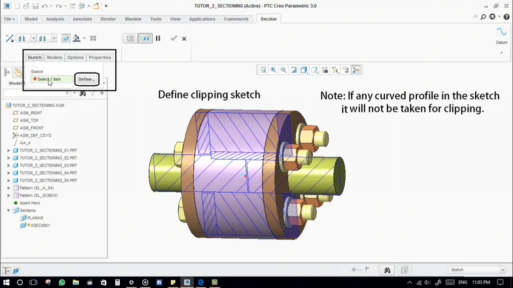 Sections in Creo-Offset, Zone Sections, Full(Unfold), Full(aligned) in ...