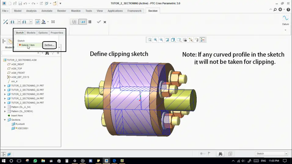 Sections in Creo-Offset, Zone Sections, Full(Unfold), Full(aligned) in ...