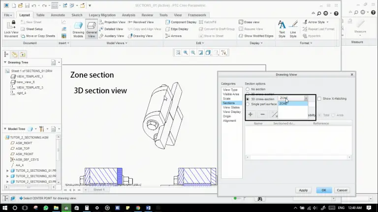 Sections in Creo-Offset, Zone Sections, Full(Unfold), Full(aligned) in ...
